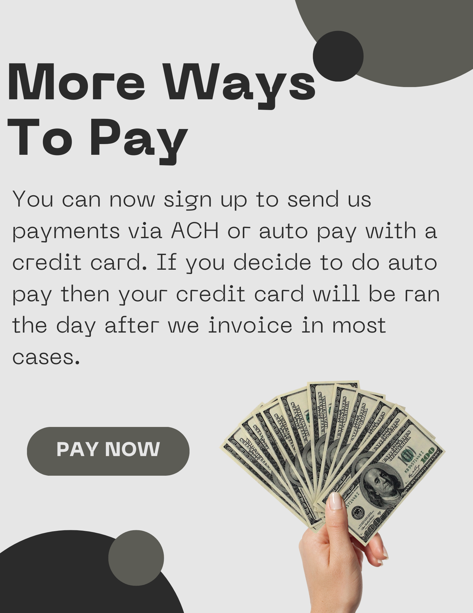 More Ways to Pay | Southern Research Company, Inc